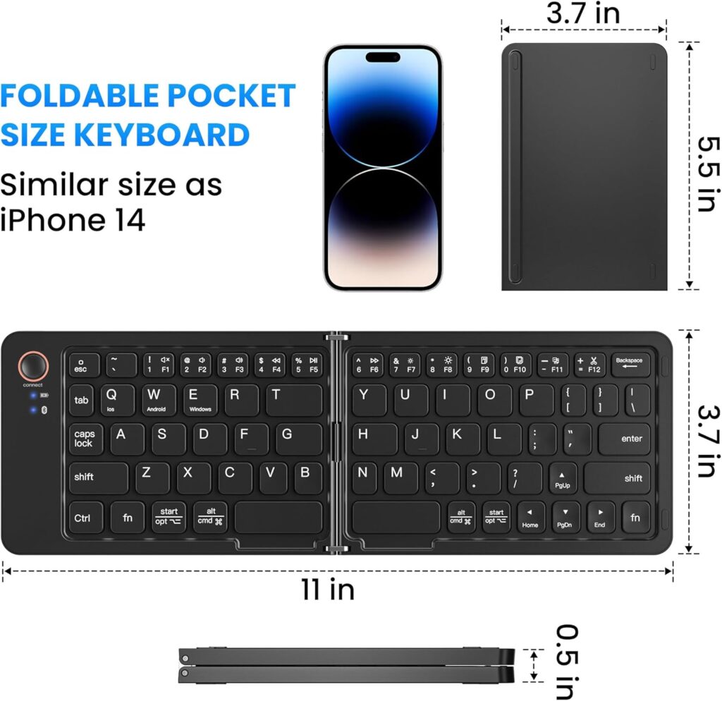 Rechargeable Ultra Slim Foldable Pocket Bluetooth Keyboard